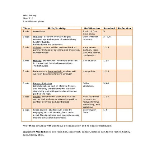 8 adapted mini PE lessons | PDF