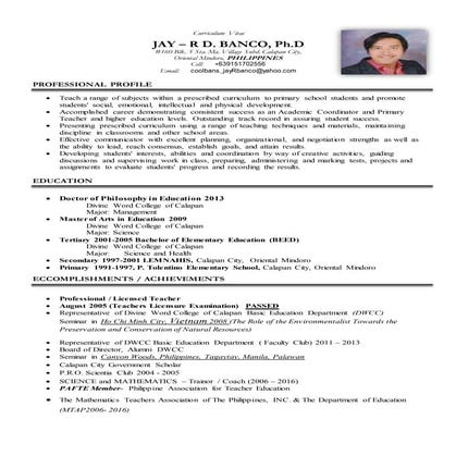 C V JAY R D. BANCO | DOCX | Professional School | Postgraduate Education