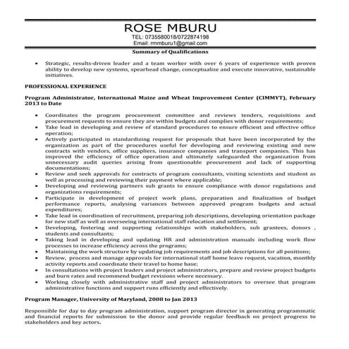ROSE MBURU CURRICULUM VITAE... | DOC
