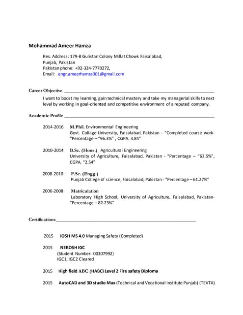 FAWAD CV | DOCX | Agriculture | Industries