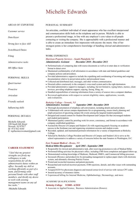 Eldrina Bonner Administrative Resume | DOCX