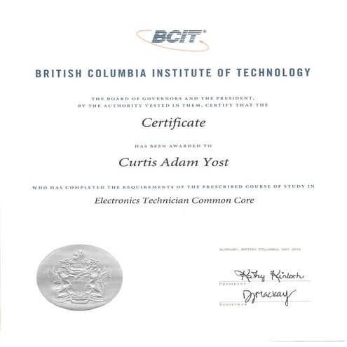 Certificate of Diploma - BCIT | PDF