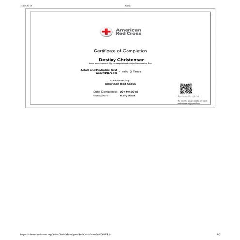 First Aid Certificate | PDF