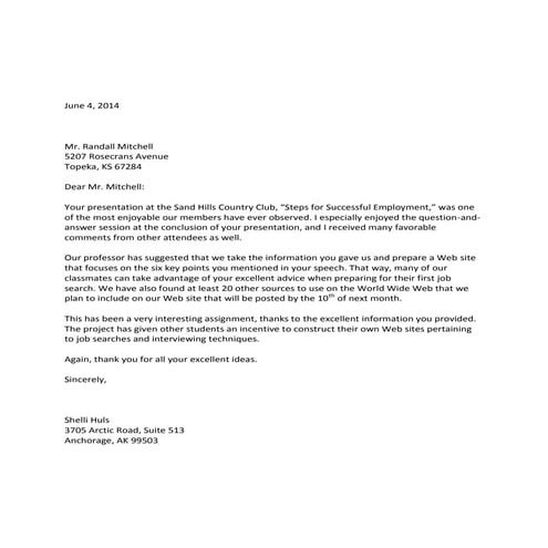 correspondence example | PDF