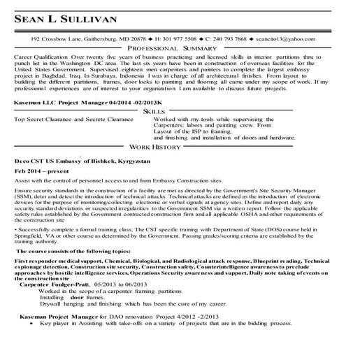 Sean L Sullivan Resume final edit | DOCX
