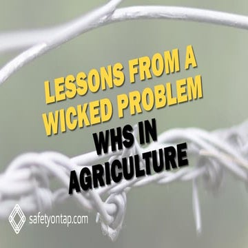 Agriculture and farm sector WHS issues and research | PDF