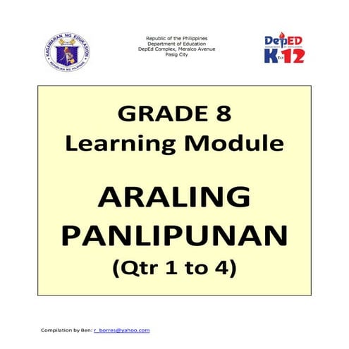 Grade 8 Learning Module in Araling Panlipunan - Complete | PDF