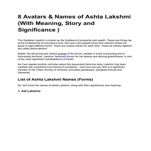 8 Avatars & Names of Ashta Lakshmi .pdf