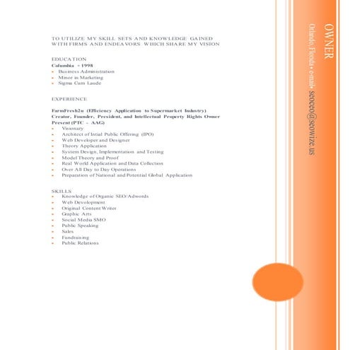 John C Henry Resume (Oriel theme) | DOCX | Business | Business and Finance