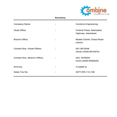 Profile of Combine Engineering with Civil Works | PDF