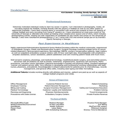 Natalie Joy Pierce CV Sports 2015 | PDF