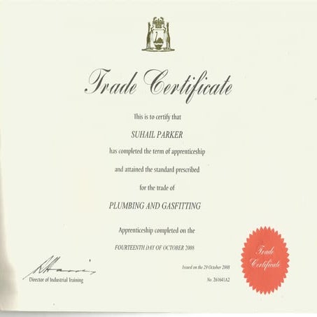 Plumbing Trade Certificate | PDF