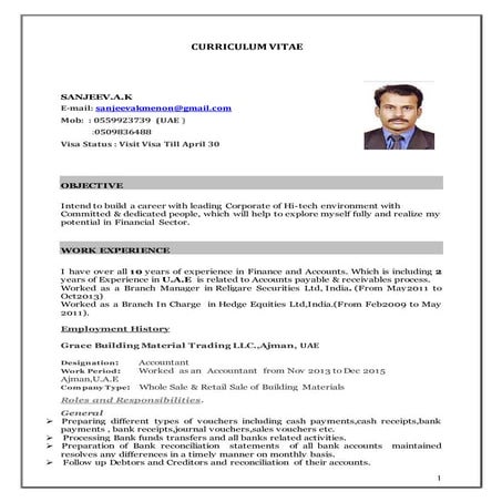 CV SANJEEV UAE | PDF