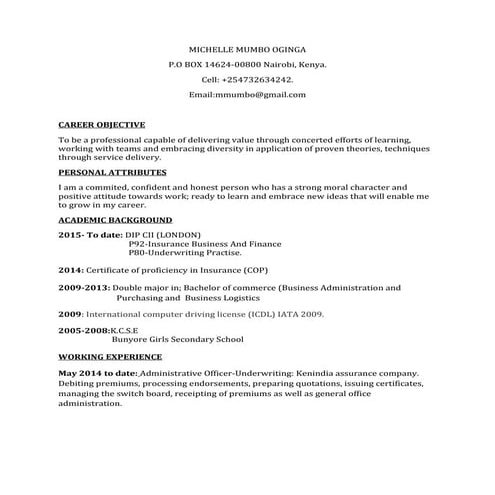 resume michelle current | DOC