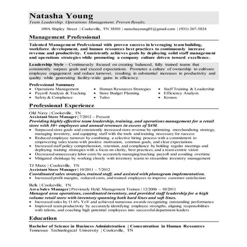 Management Experience | DOCX