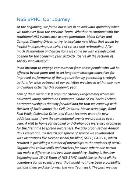 National Service Scheme.pdf for college nss | PDF