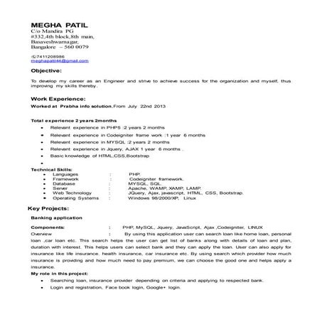 MEGHA PATILnewresume | DOCX | Web Development | Internet