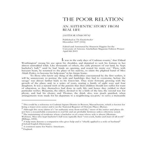 The Poor Relation | PDF