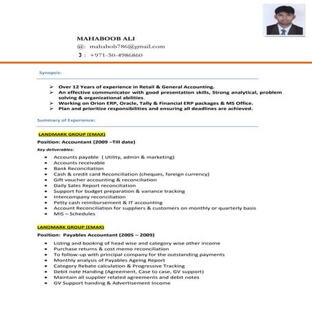 MAHABOOB CV | PDF