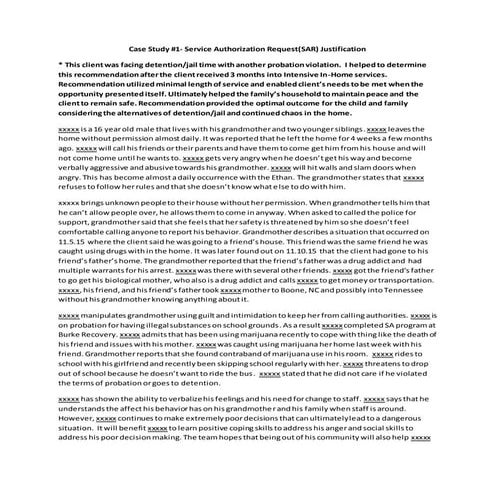 Case Study SAR justification | DOCX
