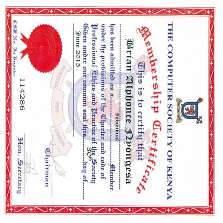 CSK MEMBERSHIP CERTIFICATE | PPT