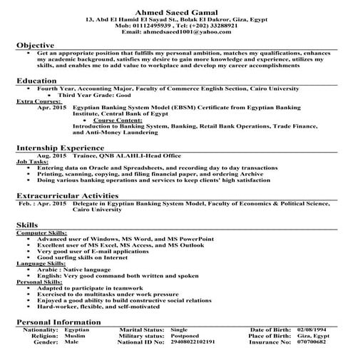 CV Ahmed Saeed | PDF