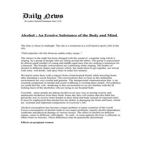 Alcohol abuse & pharmacodynamics final | PPTX