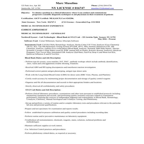 Marc Musolino Resume 2016 | DOC