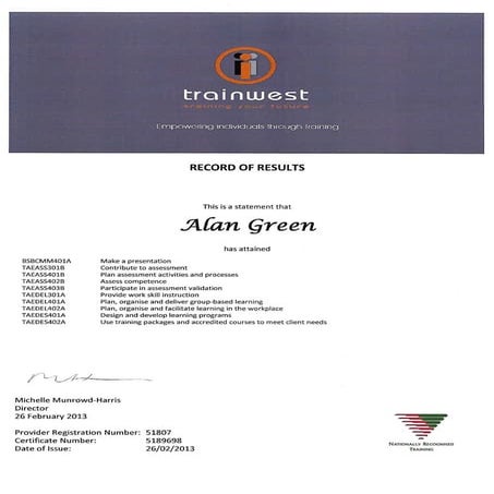 Certificate IV in Training and Assessment - TAE40110 Units | PDF
