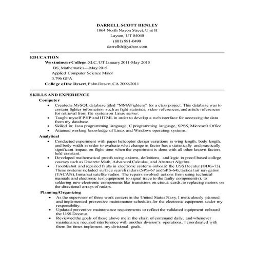 ResumeSpring2015 | PDF