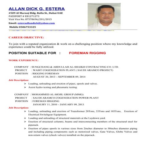 Allan Dick - rigging foreman | DOC