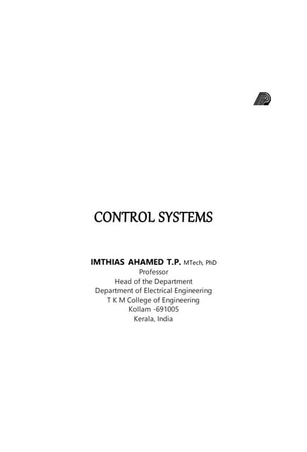 Control systems syllabus | DOCX