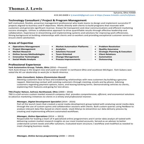 Wayne Smith Senior Technical Project Manager Resume | DOCX