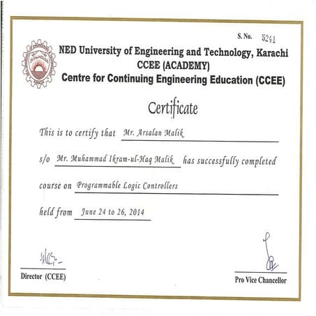 N.E.D PLC CERTIFICATION | PDF