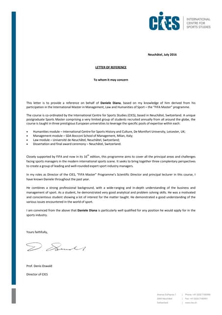 Letter Of Recomendation 1114 Liam Bloye | PDF