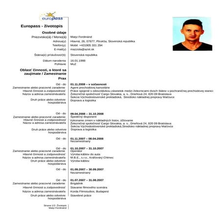 Zivotopis - SK | PDF