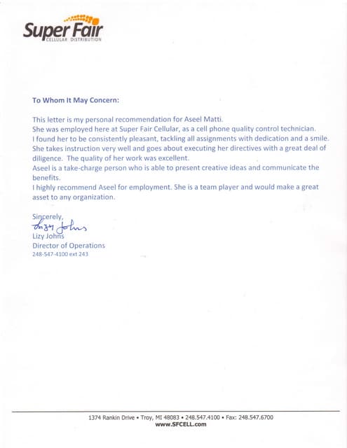 Hossein Reference Letter | PDF