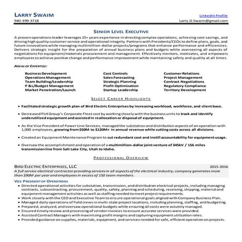 Larry Swaim resume | PDF