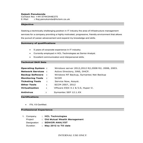 Adarsh Resume ISO27001