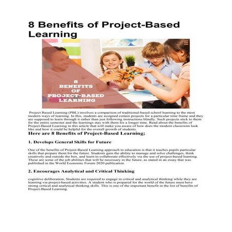 8 Important Benefits of Project-Based Learning | Future Education ...