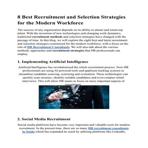 8 Best Recruitment and Selection Strategies for the Modern Workforce | PPT