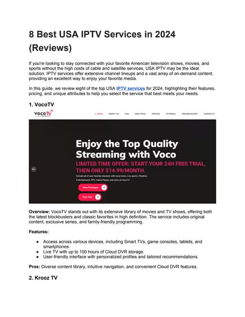 Top IPTV Service Providers in the USA for 2024: Freegotv and TereaTV | PPT