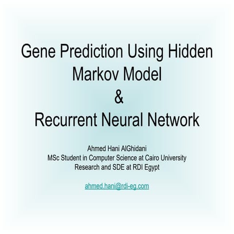 Gene Prediction Using Hidden Markov Model and Recurrent Neural Network | PDF