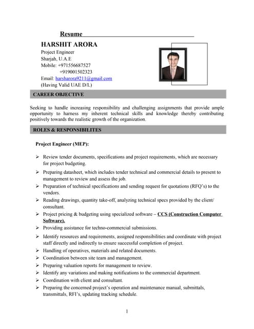 PALLAMI resume | DOC | Civil Engineering Industry | Industries