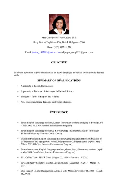 A SAMPLE BIONOTE FOR DOCTOR IN DEVELOPMENT OF EDUCATION COURSE ...