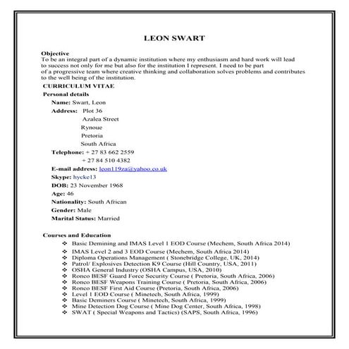 CV -Leon Swart- | DOCX