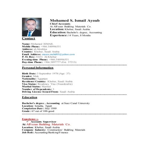 CV MOHAMED ISMAIL | PDF