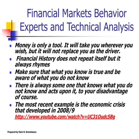 Presentation of Financial Markets Behavior and Technical Analysis | PPT