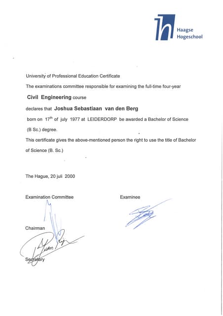 2011 - JSvdB - Certificaat FIDIC | PPT