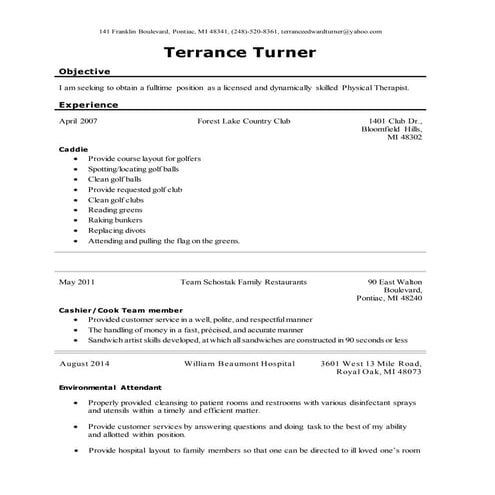 KINE 366 resume rough draft | PDF